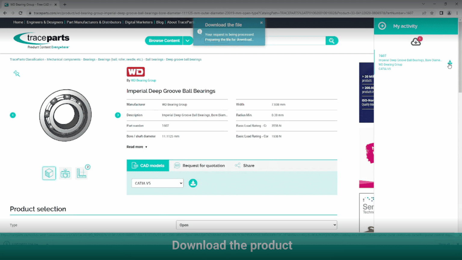 CATIA V5 - How to find and insert TraceParts 3D models